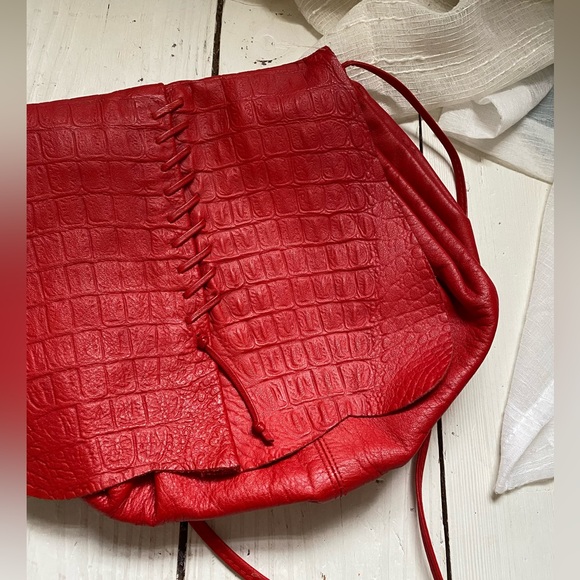 Susan Gail | Bags | Vintage Susan Gail Red Leather Pleated Puff Bag ...